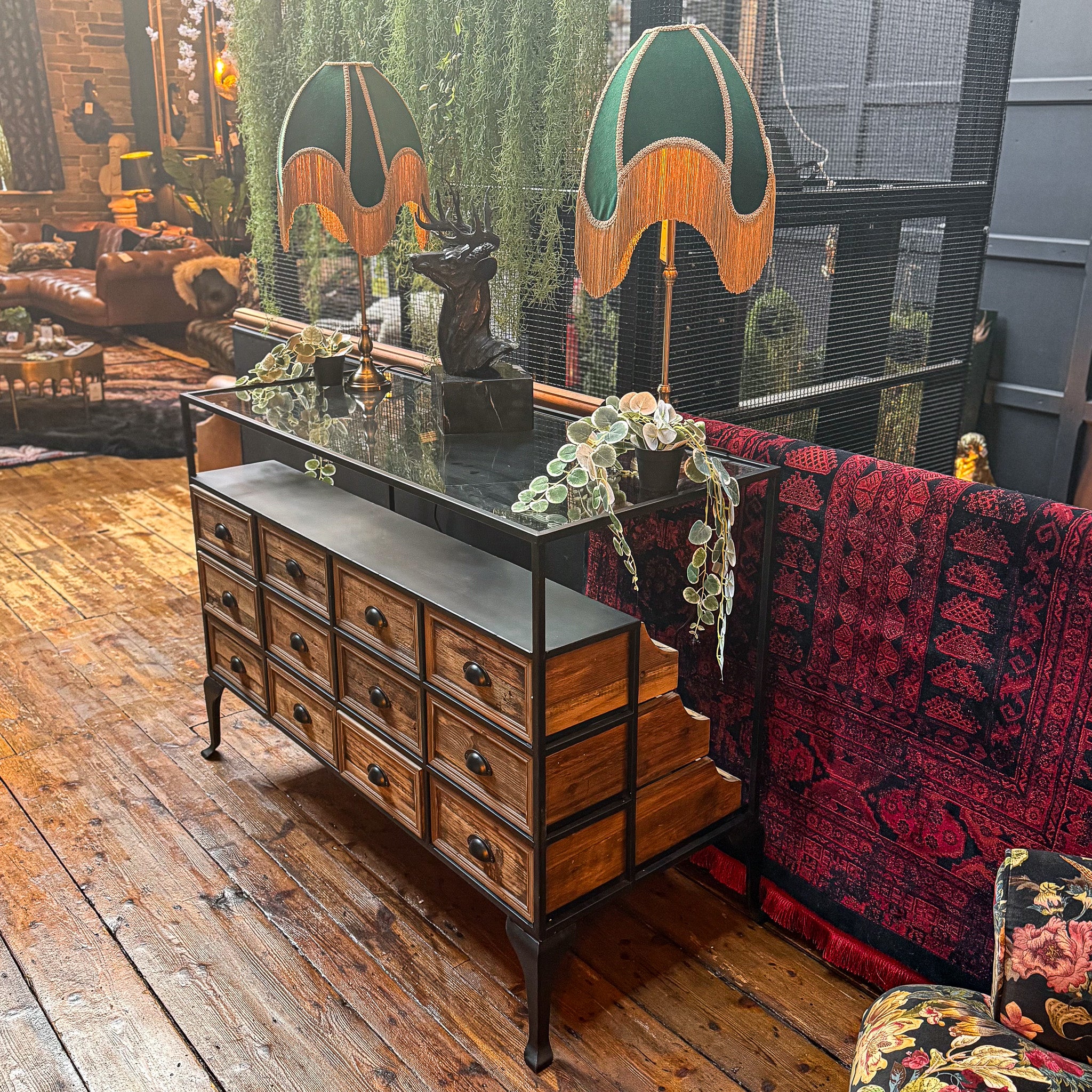 Glass Top Industrial 12 Drawer Display Counter - Clearance – Vintage Sofa