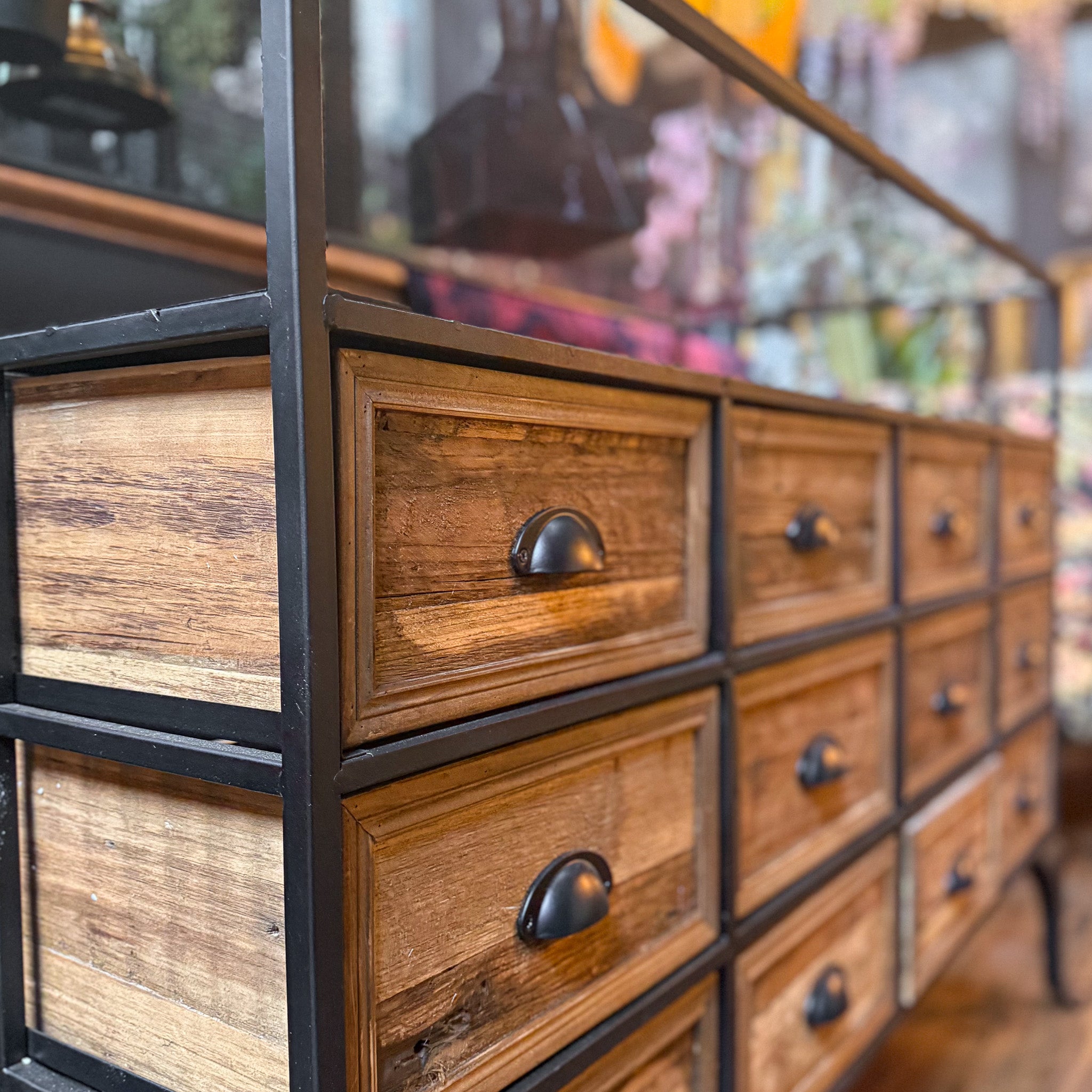 Glass Top Industrial 12 Drawer Display Counter - Clearance – Vintage Sofa