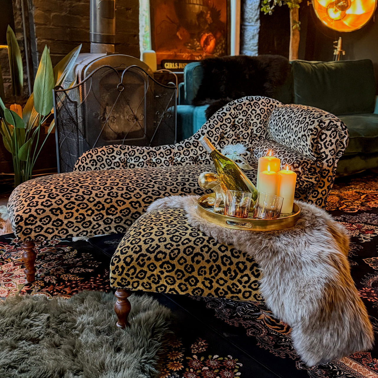 Selfridges Sofa Chaise in Leopard Cream Velvet – Vintage Sofa