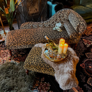 Selfridges Sofa Chaise in Leopard Cream Velvet – Vintage Sofa