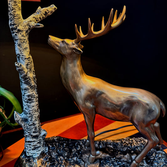 Stag & Tree Table Lamp with Shade – Vintage Sofa