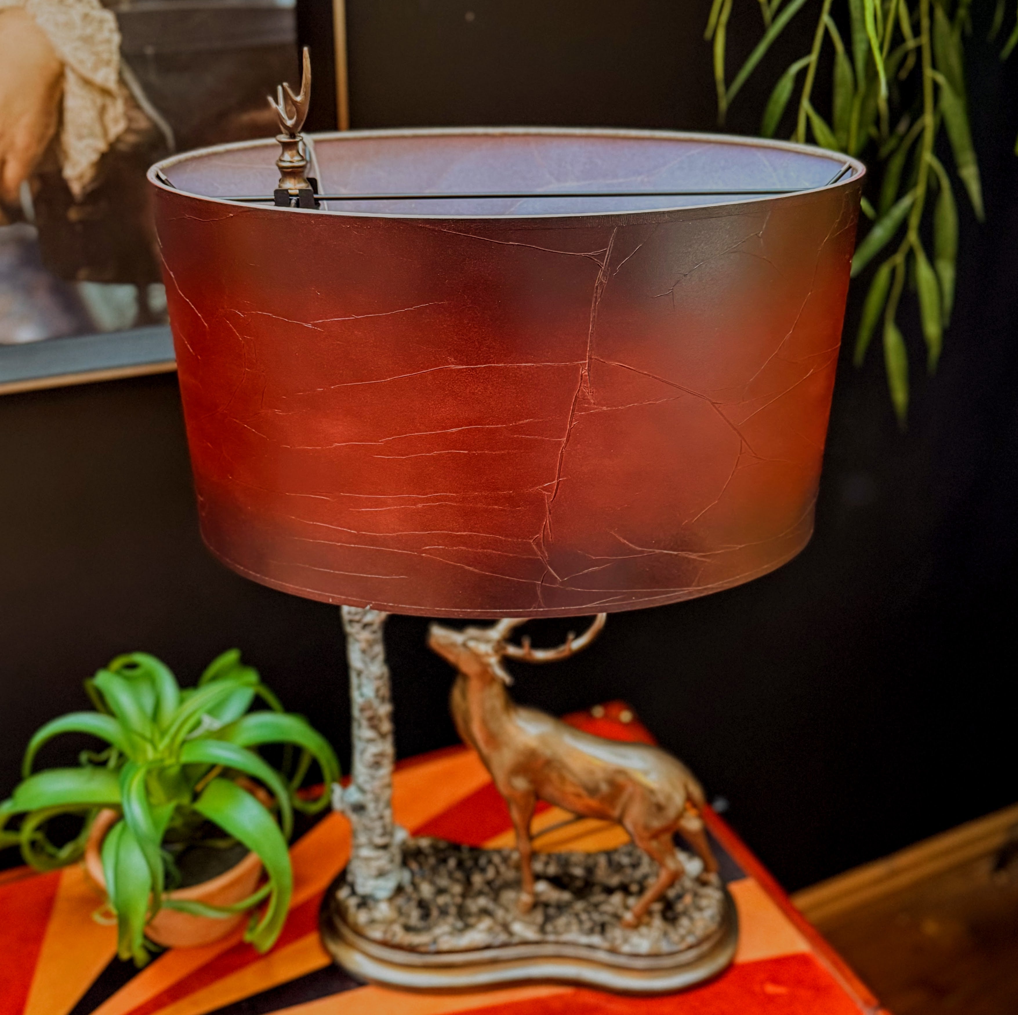 Stag & Tree Table Lamp with Shade – Vintage Sofa